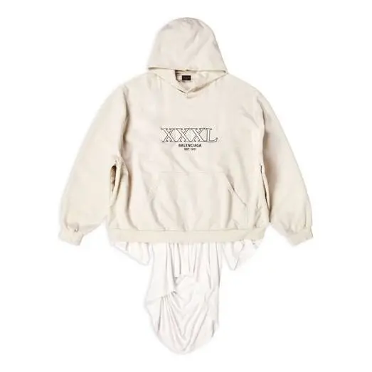 Balenciaga Xxxl Patched Oversized Hoodie - Ecru