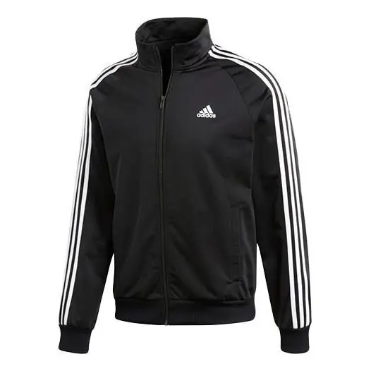 Adidas Logo Printing Side Stripe Stand Collar Sports Jacket - Black