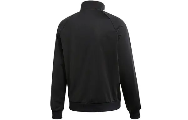 Adidas Logo Printing Side Stripe Stand Collar Sports Jacket - Black