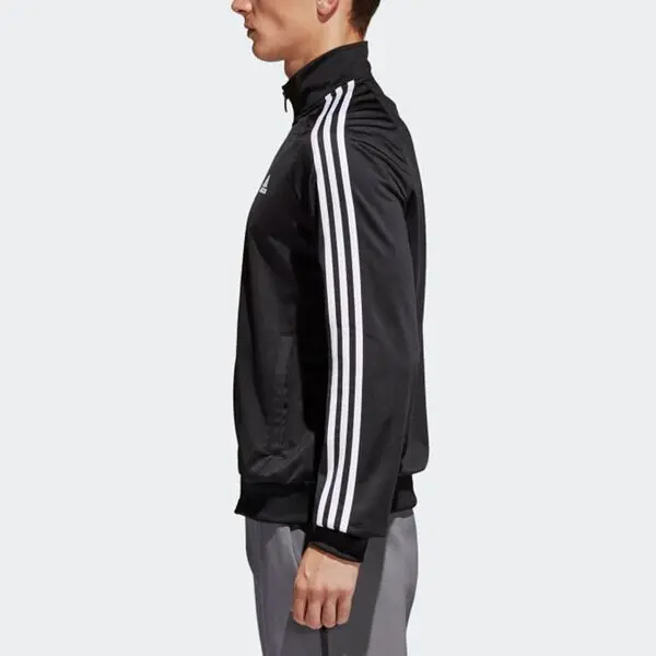 Adidas Logo Printing Side Stripe Stand Collar Sports Jacket - Black
