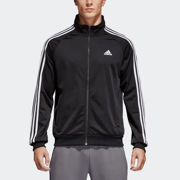 Adidas Logo Printing Side Stripe Stand Collar Sports Jacket