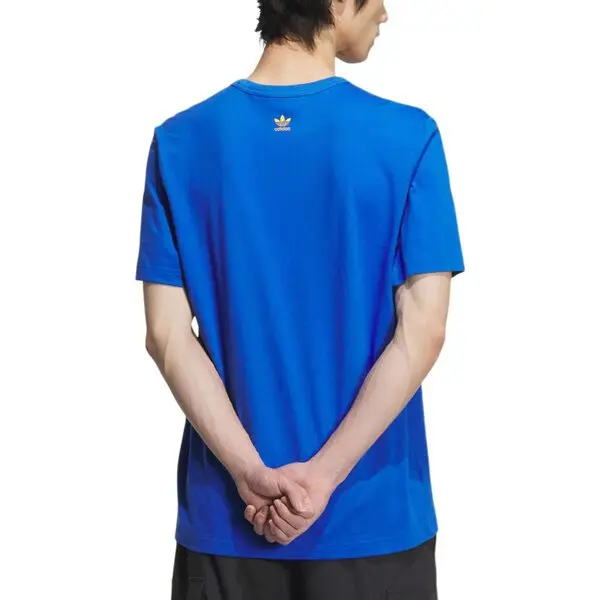 Adidas Original Logo Printed T-shirt Asia Sizing 'blue Yellow - Blue/yellow