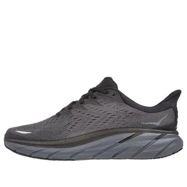 Hoka One One Clifton Athletic Lace-up Sneakers - Black