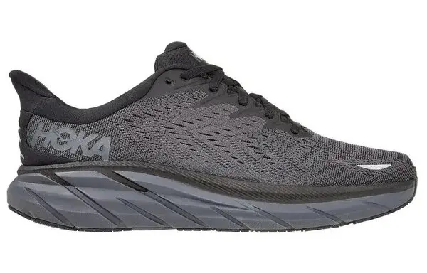 Hoka One One Clifton Athletic Lace-up Sneakers - Black