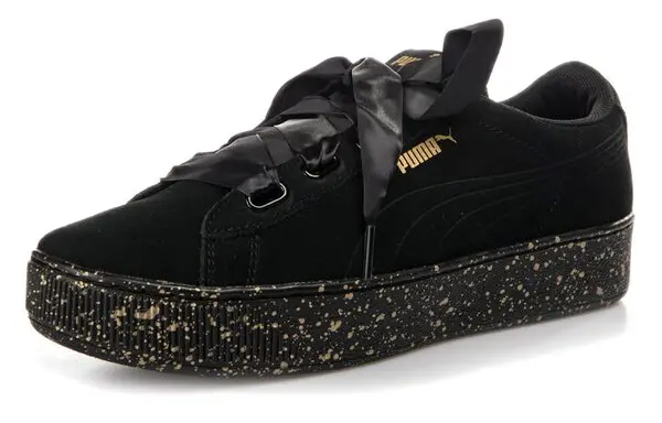 PUMA Vikky Platform Ribbon Sneakers - Black/gold
