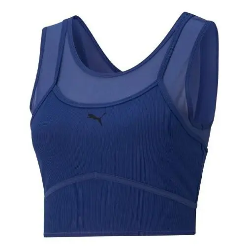 PUMA Studio Layered Crop Top - Blue/black