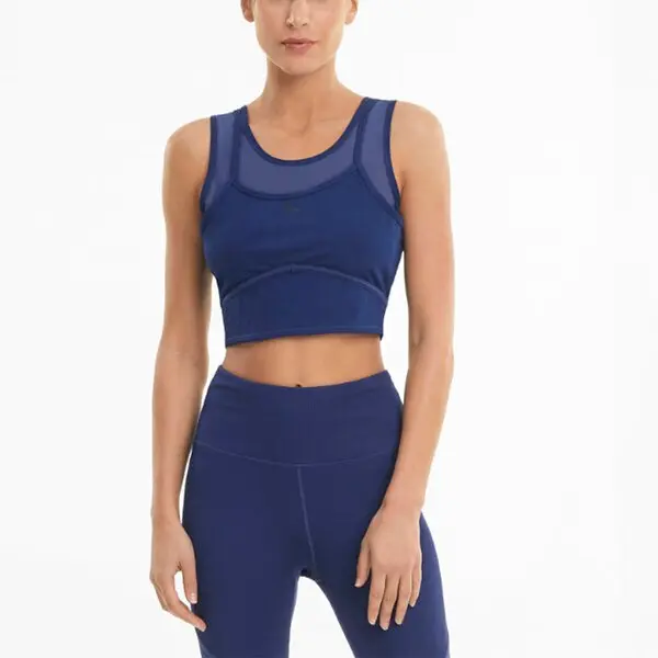 PUMA Studio Layered Crop Top - Blue/black