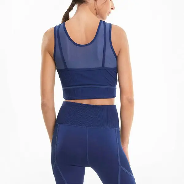PUMA Studio Layered Crop Top - Blue/black
