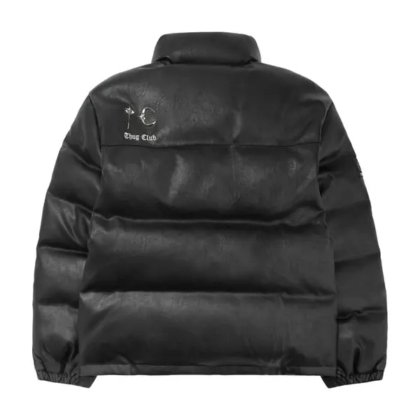 THUG CLUB Leather Puffer Jacket