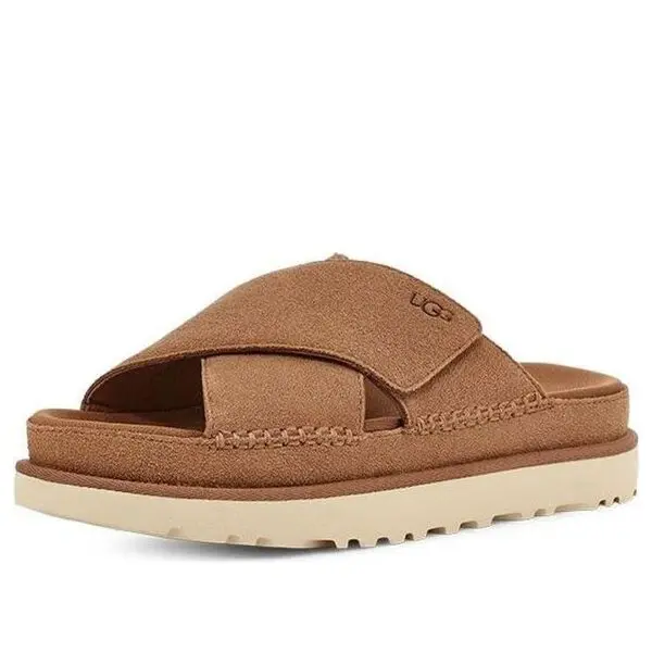 UGG Goldenstar Cross Slide Sandals - Chestnut