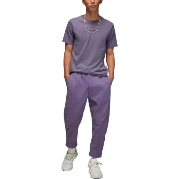 JORDAN Solid Color Round Neck Pullover Brand Alphabet Pattern Short Sleeve T-shirt Canyon Purple