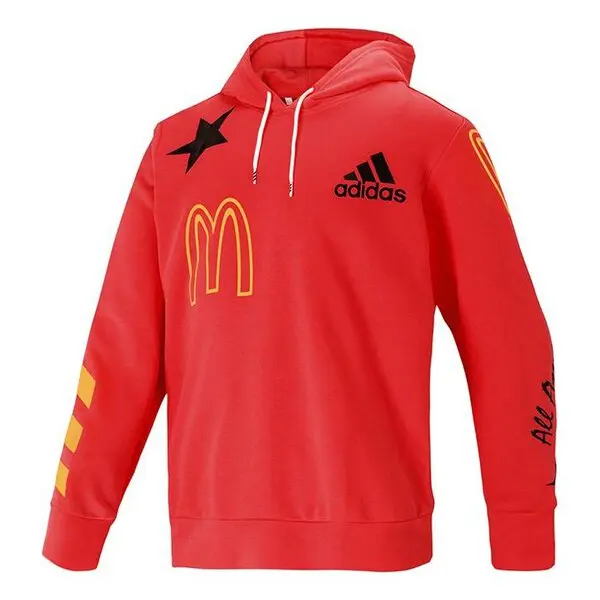 Adidas M Mcd Shooter Printing Basketball Sports Pullover Pink Red Fluorescence - Pinkred