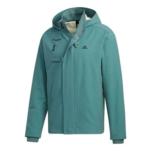 Adidas Sporty Hooded Jacket With Button Detailing - Green