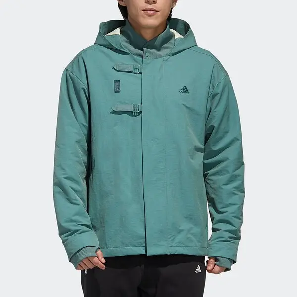 Adidas Sporty Hooded Jacket With Button Detailing