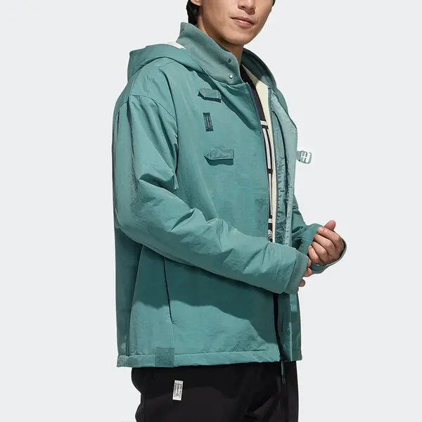 Adidas Sporty Hooded Jacket With Button Detailing