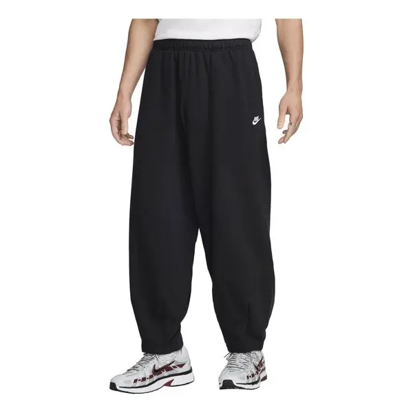 Nike Club Fleece Oversized French Terry Pants Asia Sizing 'black White - Black/white