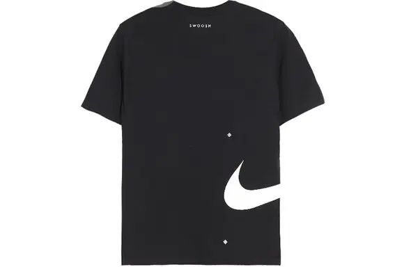 Nike Minimalistic Alphabet Logo Printing Casual Round Neck Short Sleeve Black T-shirt - Default Color