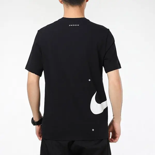 Nike Minimalistic Alphabet Logo Printing Casual Round Neck Short Sleeve Black T-shirt - Default Color