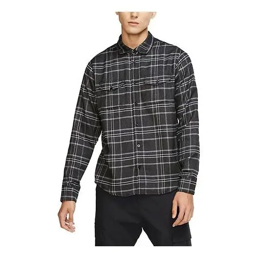 Nike Skateboard Plaid Casual Shirt Jacket - Black