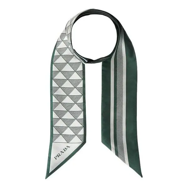 Prada Fw25 Printed Silk Skinny Scarf