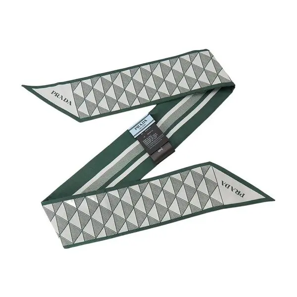 Prada Fw25 Printed Silk Skinny Scarf
