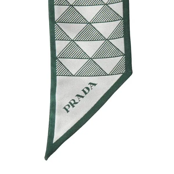 Prada Fw25 Printed Silk Skinny Scarf