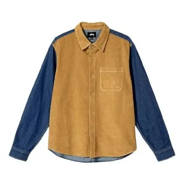 StÜssy Corduroy Denim Mix Shirt 'brown Blue - Brown/blue