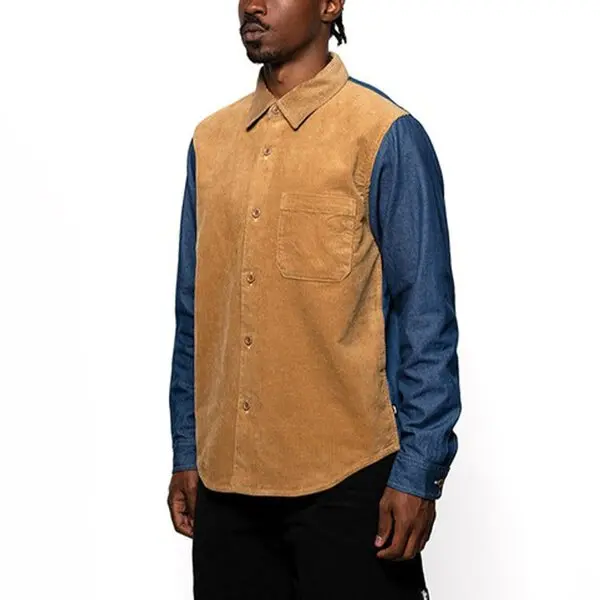 StÜssy Corduroy Denim Mix Shirt 'brown Blue