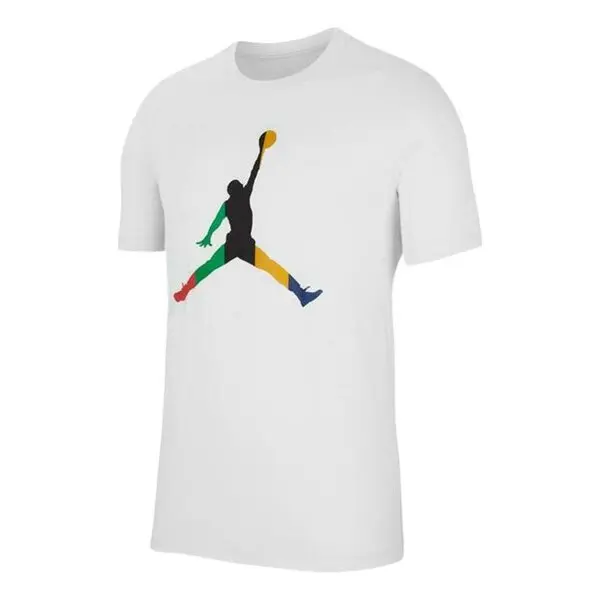 JORDAN Solid Color Round Neck Printing Short Sleeve White - Default Color