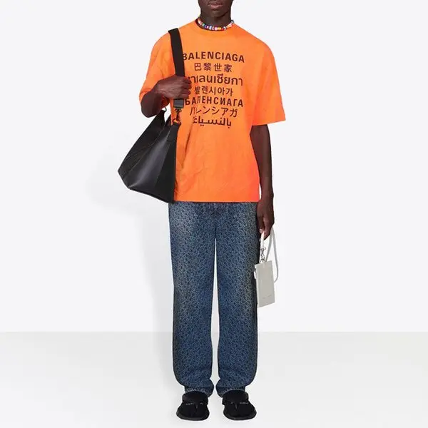Balenciaga Languages Logo T-shirt 'orange Black