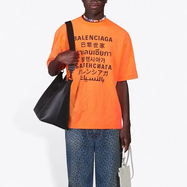 Balenciaga Languages Logo T-shirt 'orange Black