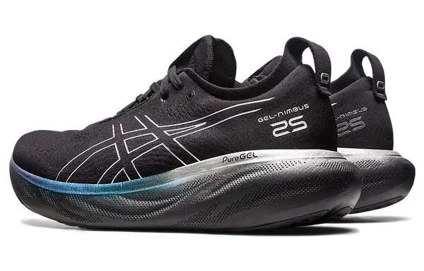 Asics Gel-nimbus 25 Platinum Pure Silver Lace-up Sneakers - Black