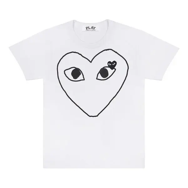 Play Comme Des Garcon Outlined Heart Tee - White