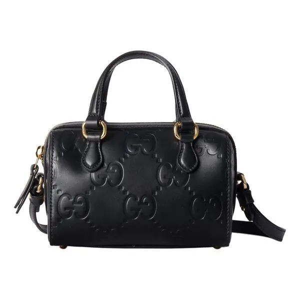Gucci Gg Embossed Top Handle Bag - Black