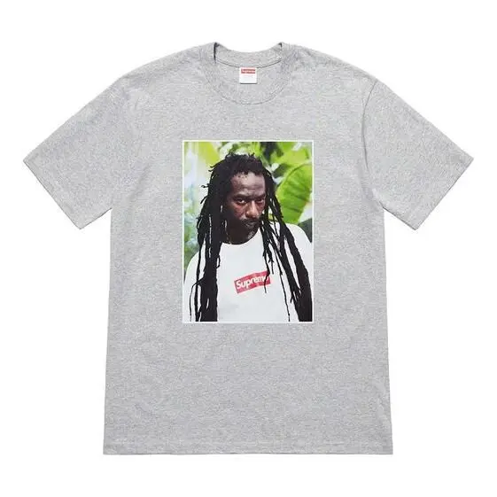 Supreme Ss19 Buju Banton Tee Reggae Character Printing Short Sleeve Gray - Grey