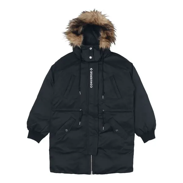 CONVERSE Long Down Parka With Faux Fur Hood - Black
