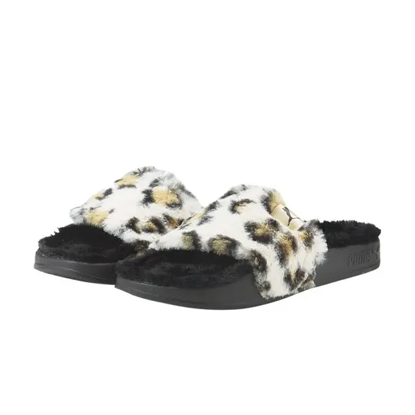 PUMA Leadcat 2.0 Faux Fur Leopard Slides