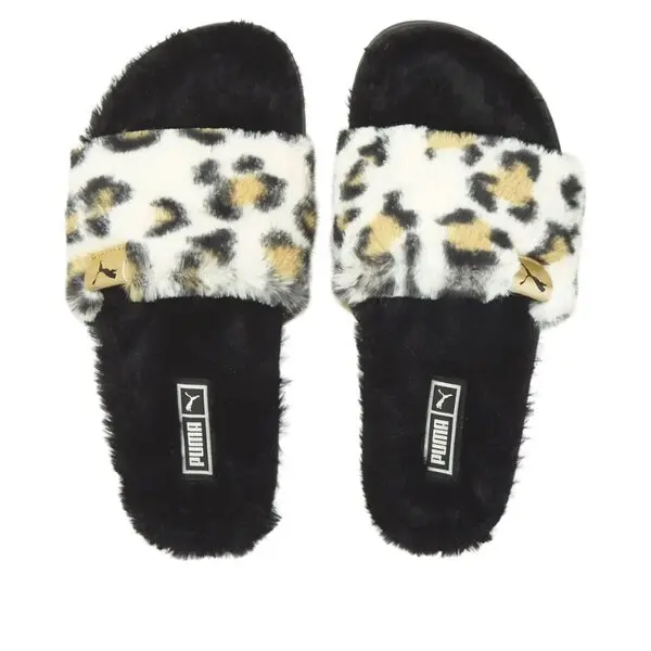 PUMA Leadcat 2.0 Faux Fur Leopard Slides