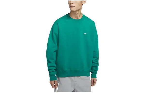 Nike Lab Fleece Crew Solid Color Plush Stay Warm Sports Round Neck Pullover Green - Multi-color