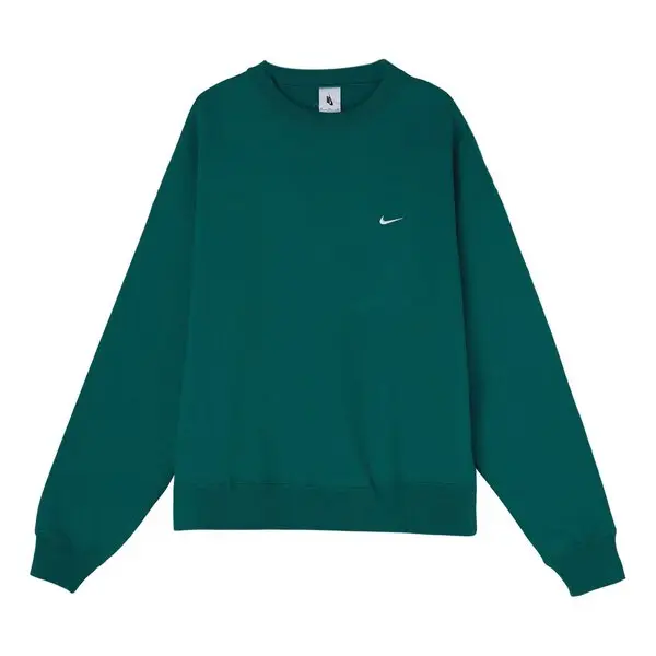 Nike Lab Fleece Crew Solid Color Plush Stay Warm Sports Round Neck Pullover Green - Multi-color