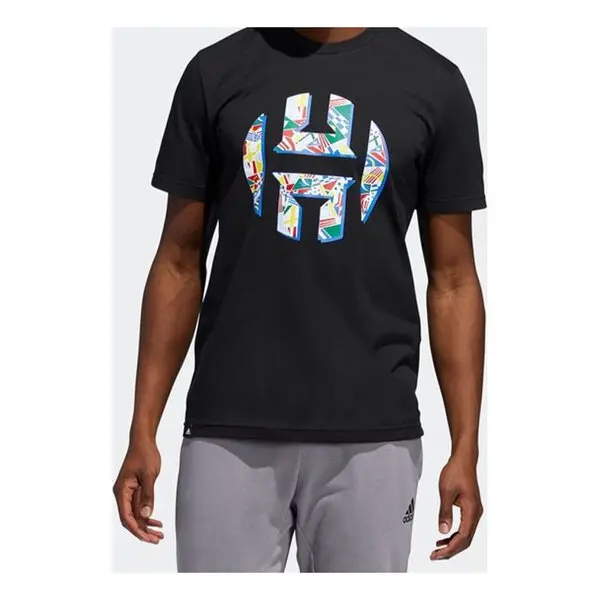 Adidas Batw Hrdn Logo Sports Basketball Short-sleeve Tee - Black