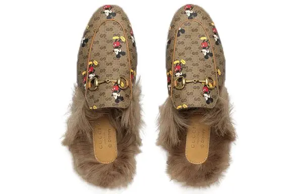 Gucci Princetown Fur Lined Slipper X Disney Mickey Mouse - Brown