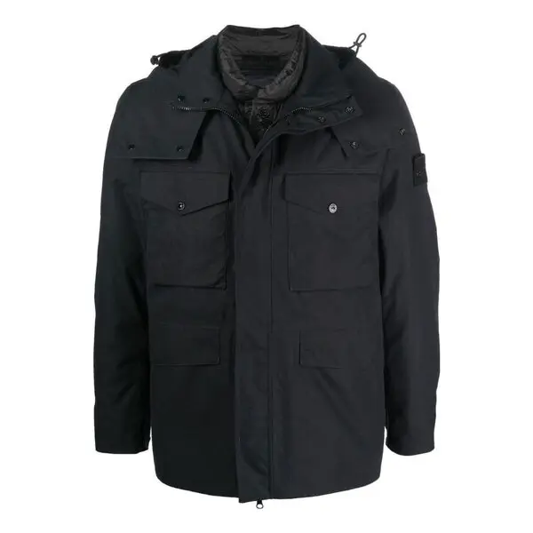 Stone Island Detachable Hooded Down Jacket - Black