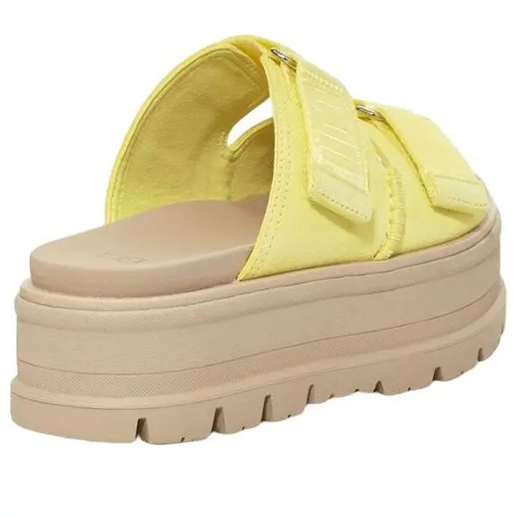 UGG Clem Suede Platform Slides - Yellow