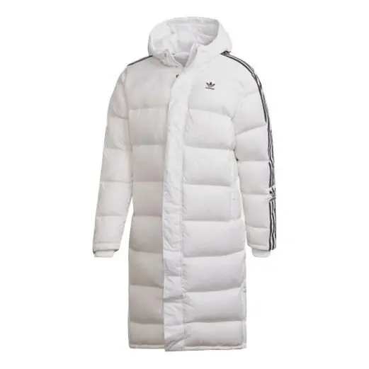 Adidas Originals Long Down Jacket With Hood - White