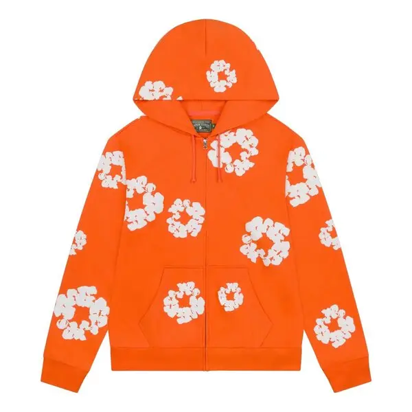 DENIM TEARS Cotton Wreath Zip Hoodie - Orange
