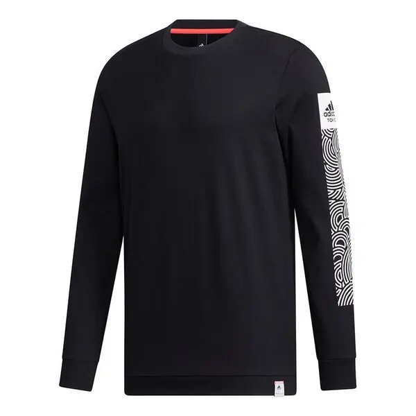 Adidas X Takahashi Riko Crossover Ls Tee M Hiroko Geometry Printing Loose Sports Long Sleeves - Black
