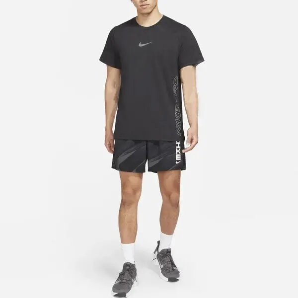 Nike Solid Color Training Alphabet Logo Printing Short Sleeve Black T-shirt