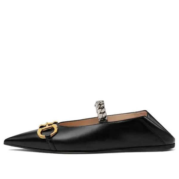 Gucci Leather Ballet Flat With Horsebit Detailing - Black