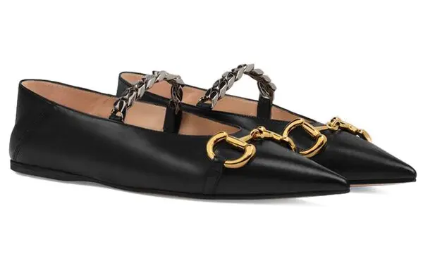 Gucci Leather Ballet Flat With Horsebit Detailing
